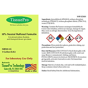 Tissue Pro - 10% Neutral Buffered Formalin (NFB) Ready-to-Use Histological Tissue Fixative, Formaldehyde Wet Specimen Preservation,1Gallon or 3.8 L, R
