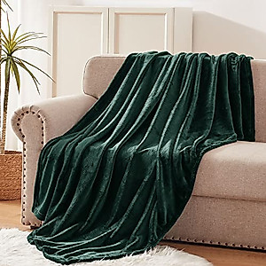 Exclusivo Mezcla Extra Large Fleece Throw Blanket for Couch, Sofa and Bed, Super Soft Blankets and Warm Throws, Cozy, Plush, Lightweight (50x70 inches, Forest Green)