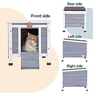 Petsfit Outdoor Cat House, Higher Feet to Against Rain, Snow and Moisture, Cat Houses for Outdoor Cats, Rabbit Hutch with Openable Roof