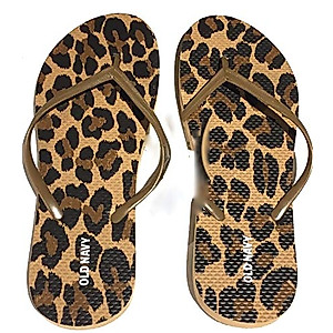 Old Navy Flip Flop Sandals for Women, Great for Beach or Casual Wear (11 Leopard)