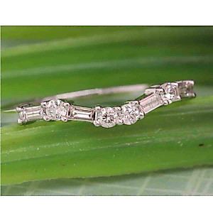 Dazzlingrock Collection 0.25 Carat (ctw) 14K Round & Baguette Diamond Ladies Wedding Band 1/4 CT, White Gold, Size 6