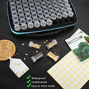 70 Slots Seed Organizer Storage Box with 10PCS Seed Envelopes, Premium Seed Containers for Various Sizes Vegetable and Flower Garden Seeds, Gardening Seed Keeper Set with Useful Accessories (Blue)