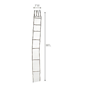 Home-X Hanging Mesh Organizer with Six Pockets, Shower Caddy with Hook and Loop Hanger for Shower Rod, 58" L x 7" W, White/Gray