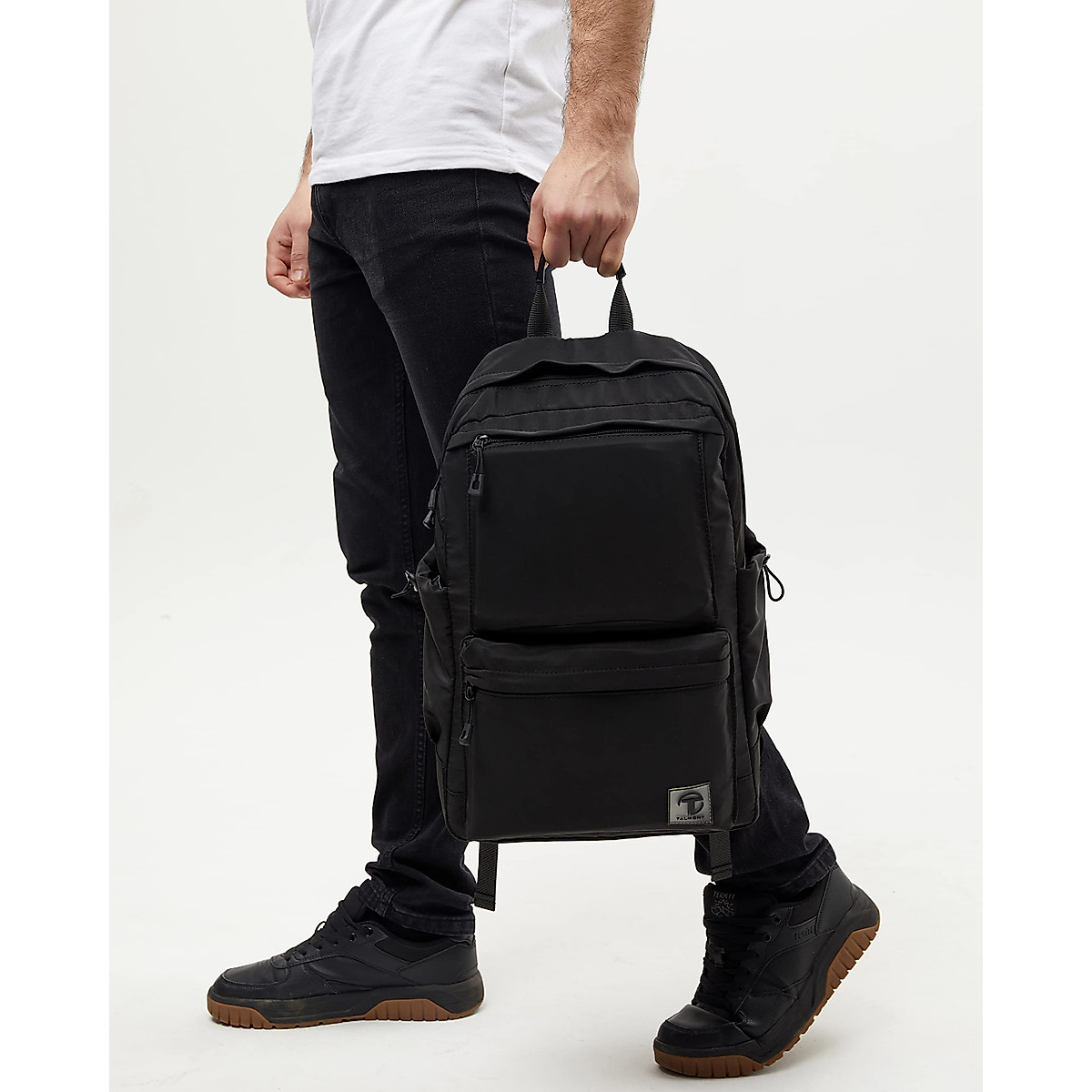 TALMONT Travel Laptop backpack for Men Waterproof Carry-on backpack for School and College, Large Gym Back Packs Flight Approved Bag (Style 1 - Black)