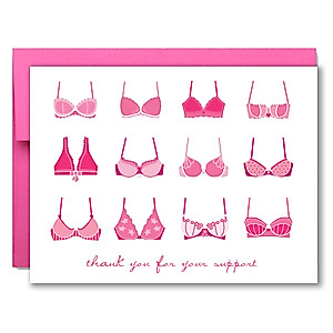 Two Poodle Press 20 Card Variety Pack - Breast Cancer Support Modern Pink Ribbon Thank You Cards in 4 Designs, Printed on 100% Recycled Stock - For Charity Events, Runs, Walks and 3-Day