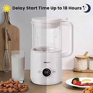 Automatic Nut Milk Maker, 20 Oz Soy Milk Maker Machine for Homemade Almond/Oat/Soy, Plant-Based Milk and Dairy Beverages, 12 Blades Almond Milk Maker with Delay Start/Boil/Self-cleaning, White