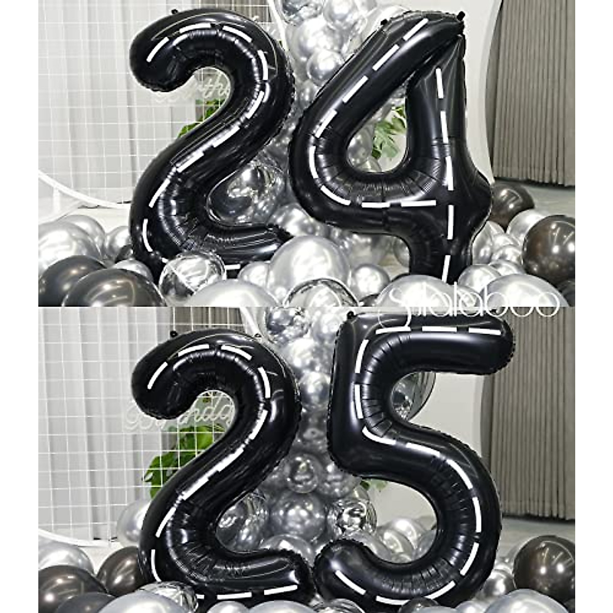 SULALABOO 40 Inch Black 2 Balloon Number Large Helium Number Balloons 0-9 Giant Digital 2nd Foil Mylar Big Party Balloon for Boy or Girl Birthday Party Anniversary Decorations