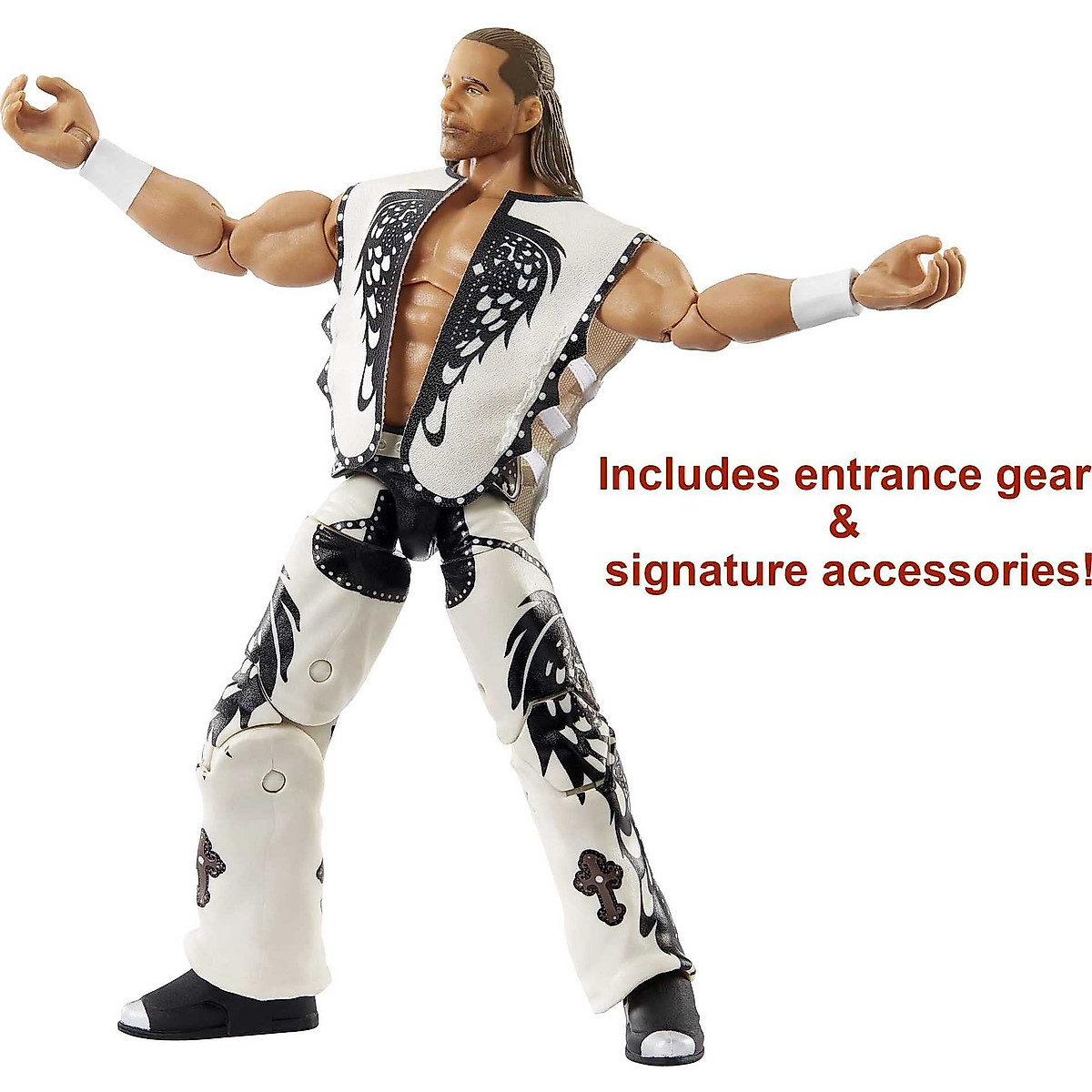 WWE Shawn Michaels Wrestlemania Elite Collection Action Figure with Entrance Attire & Vince McMahon Build-A-Figure Pieces, 6-in Posable Collectible Gift for WWE Fans Ages 8 Years Old & Up