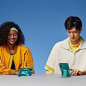 wulibox Professional Design for Samsung Galaxy S22 Plus Case with Stand, Shockproof Drop Protection, Fit for Magnetic Car Mount, Upgrade Hard PC&Premium Soft TPU Kickstand for Women (Lake Blue)