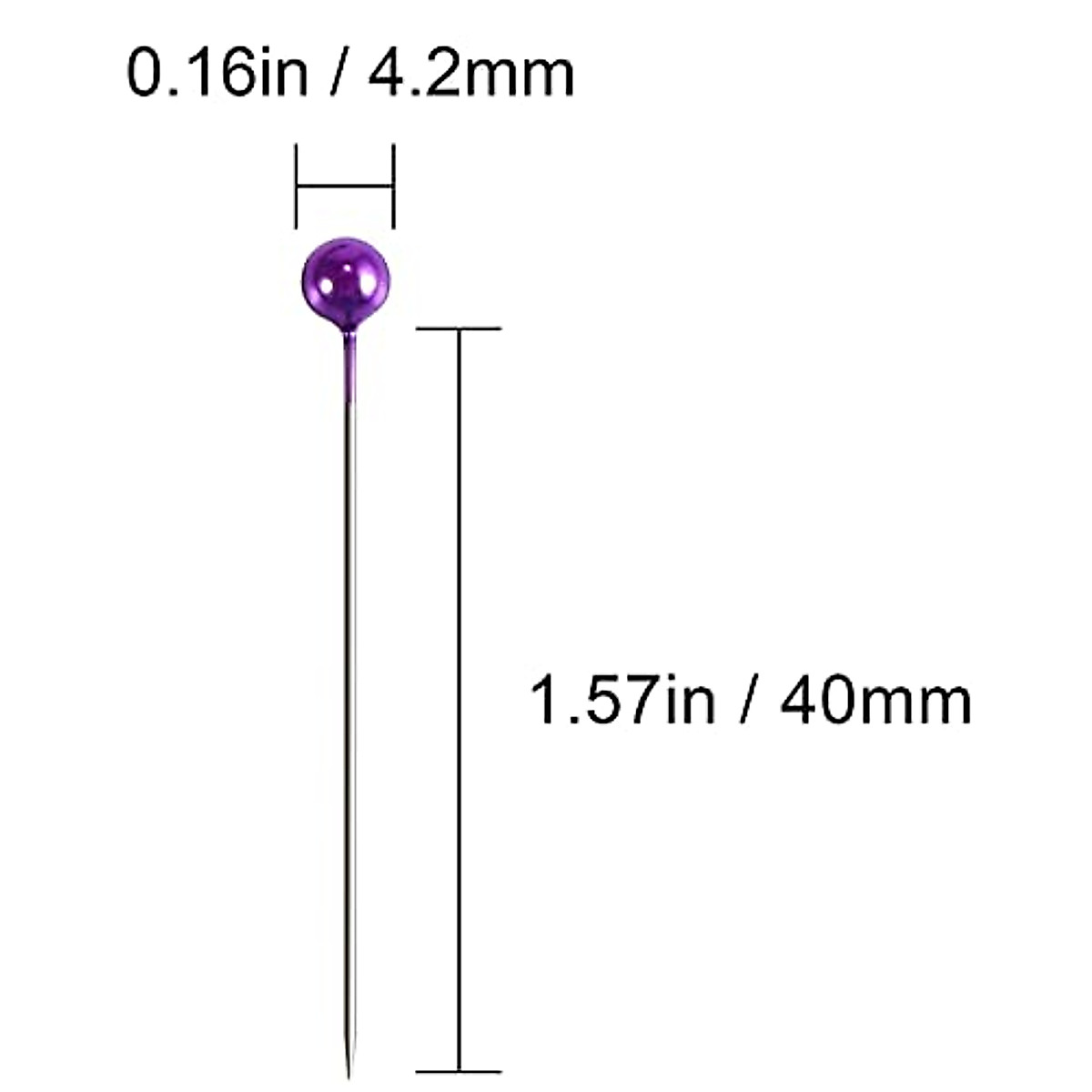AIEX 1200 Pieces Sewing Pins Multicolor Head Pins Straight for Dressmaker Jewelry Decoration Sewing Projects(1.57inch)