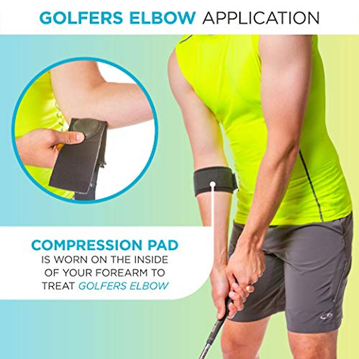 Counterforce Brace - Tendonitis Strap Support Band for Tennis & Golfers Elbow Pain