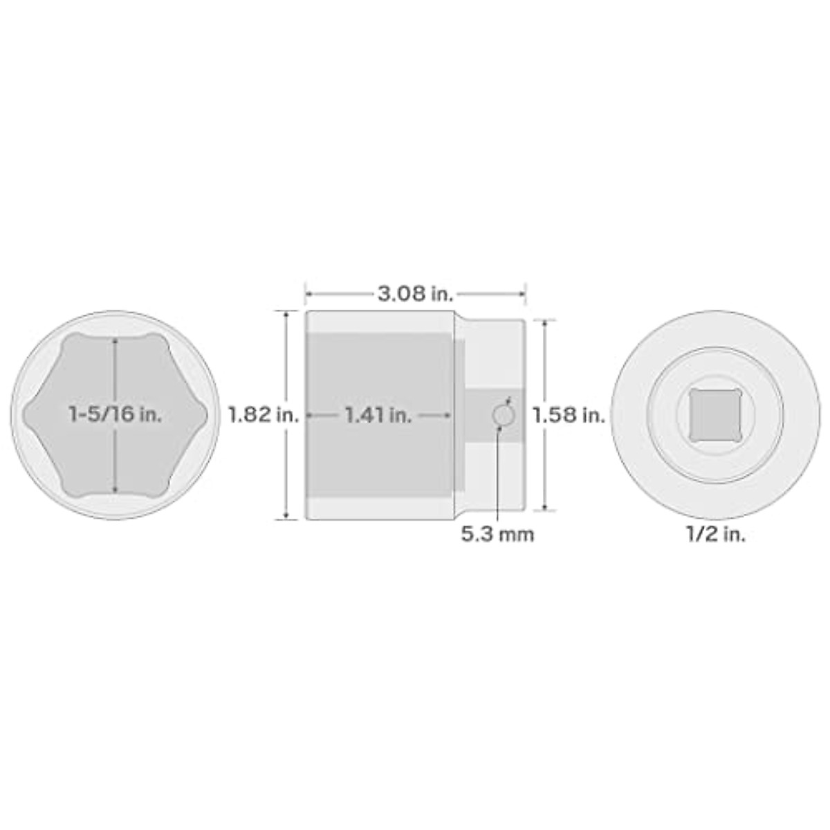 TEKTON 1/2 Inch Drive x 1-5/16 Inch Deep 6-Point Impact Socket | SID23033