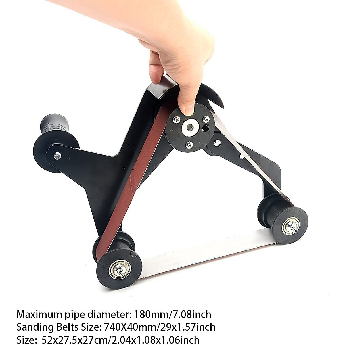 Belt Sander Adapter for Angle Grinder, Tube or Pipe Sanding Attachment, US 5/8-11 Thread, Easy Assembling Grinder Bearing, Professional Polishing Tool for Cast Iron ABS Rust Removal