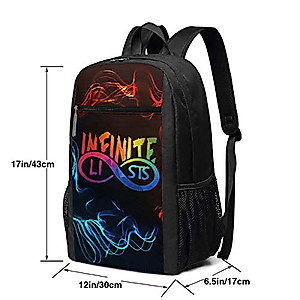 Backpack Infinite~Lists Logo Custom Business Bckpack for College School Computer Bag for Women Men for 17 Inch Laptop