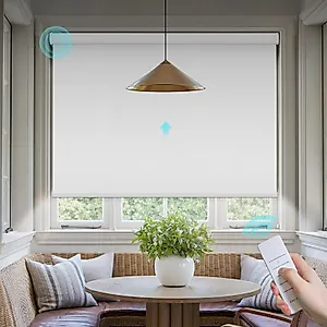 Motorized Blinds with Remote: Canisteo Battery Powered Control Electric Smart Roller Shades Remote for Windows Cordless 100% Blackout, White, 20'' W X 72'' H (WM25/L)