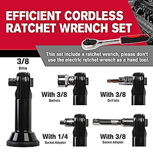 Electric Ratchet Wrench 3/8 Cordless Ratchet Wrench Set, Extended 55 N·m Battery Powered Ratchet Tool with 1 Hand Tool, 7 Sockets, 2 Screwdrivers, 1 Extender, 1/4" Adapter Dobetter-DBCRW12L