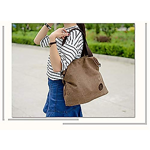 Women's Multi-pocket Shoulder Bag, Fashion Cotton Canvas Handbag Large Tote Purse, Vintage Hobo Top Tote Handle Multifunction Beach Casual Satchel Shopping Crossbody Bag