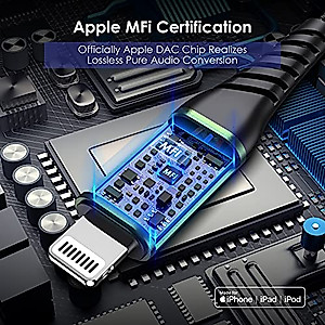 MOOU Lightning to 3.5mm Adapter, [ MFi Certified] iPhone Headphone Jack Adapter Lightning to Aux Audio Dongle Cable Compatible with iPhone 13/12 Mini/12 Pro/11/11 Pro/11 Pro Max/SE/X XR XS 8 7