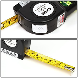 DNA Motoring TOOLS-00054 Adjustable Metric Ruler w/Triangle Bracket – 8 ft. Measuring Tape w/Three Mode Laser Line, Bubble Vials, Ruler Base