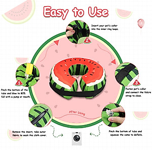 ipetstation Dog Cone Collar After Surgery,Waterproof Fabric Comfy Pillow,Dog Cone Alternative,Inflatable Dog Collars E Collar Elizabethan Collar for Dogs (Red-Green, M(Neck:9.84”-14.17”))