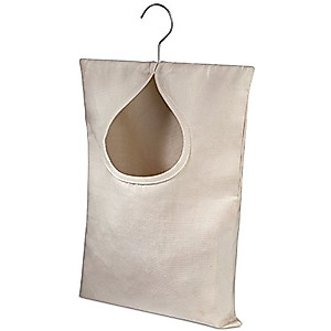 Handy Laundry Clothespin Bag - 11" x 15" - Holds 100 Medium-Sized Clothes Pins, Durable Canvas Material, Hook for Hanging and Effortlessly Sliding on The Clothesline with an Extra-Large Opening.