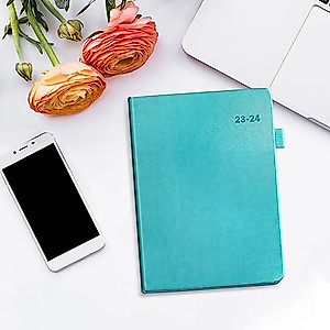 SUNEE Weekly Planner 2023-2024 5.5"x8.3" Weekly & Monthly Daily - from July 2023 - June 2024, A5 Size Calendar Academic Year Planner, Hardcover,Pocket,100 GSM Paper,Monthly Sticker (Turquoise, A5)