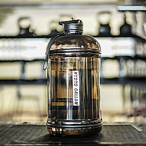 Hydro Gallon® 1 Bottle - 1 Gallon Water Bottle Jug with Straw Lid, Spout Chug Lid, Handle, Motivational Time Marker. Daily Intake All Day Leakproof BPA free Large Big Bottle. 128oz (Black)