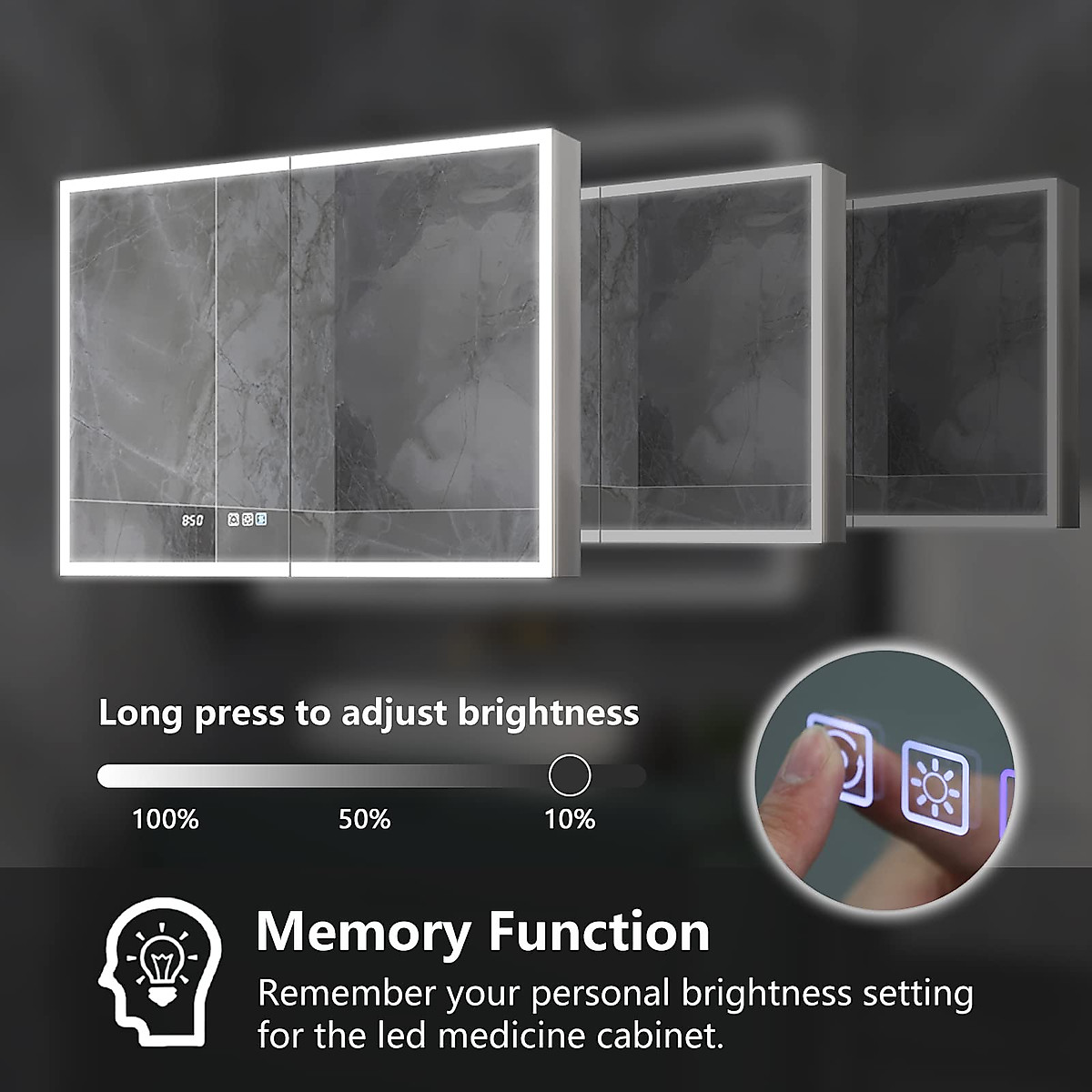 ExBrite Lighted Medicine Cabinet 40x30 Inch,Recessed or Surface led Medicine Cabinet, Clock&Room Temp Display,Defog,Stepless Dimming,Medicine Cabinet with Lights 3-Color Temper Chang, Outlets & USBs