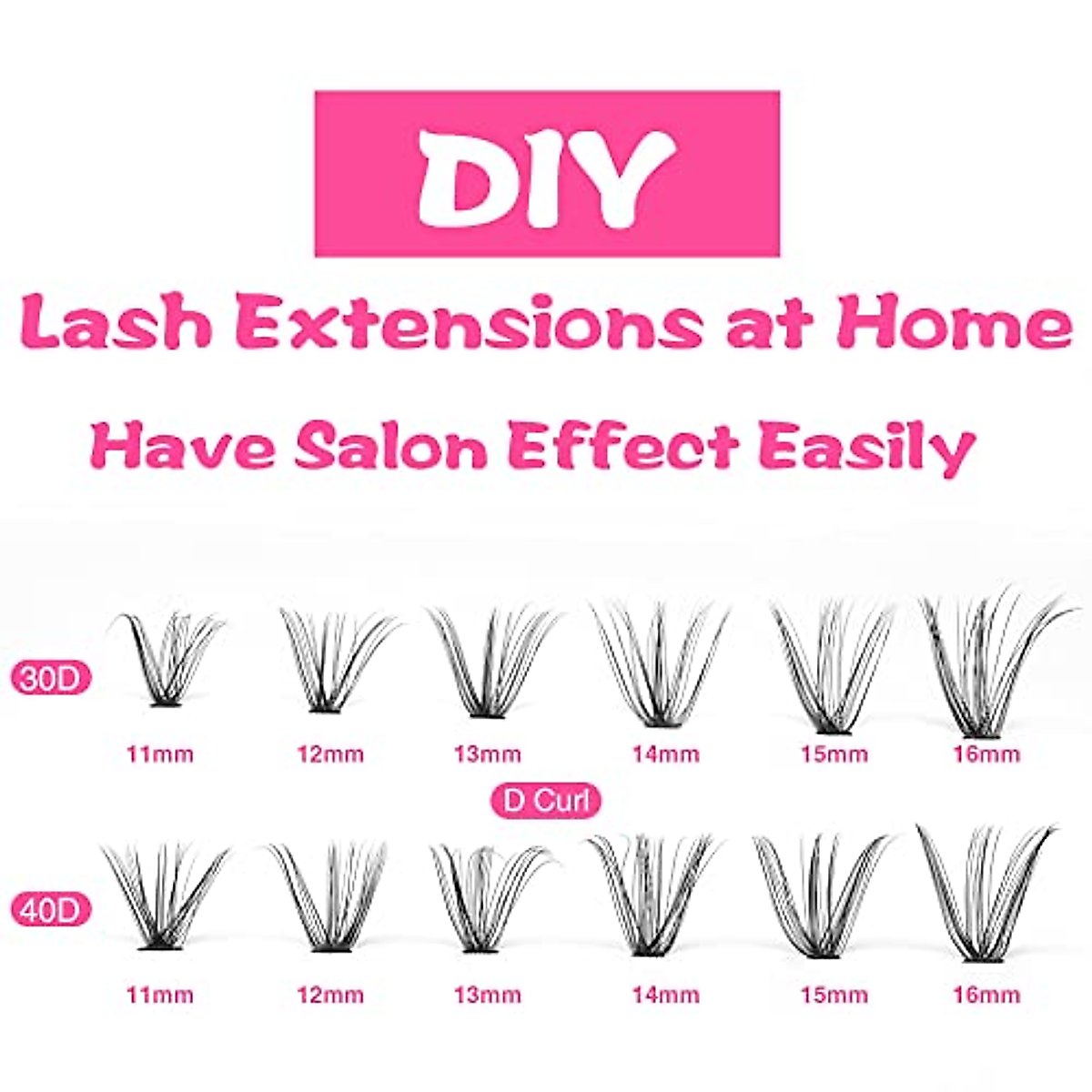 Individual Lashes 240 pcs Lash Clusters D Curl 30D 40D 0.07 11-16mm Mixed Length Clusters Lashes DIY Eyelash Extensions Kit at Home by EYDEVRO(30D 40D-0.07D,11-16MIX), 1.0 Count