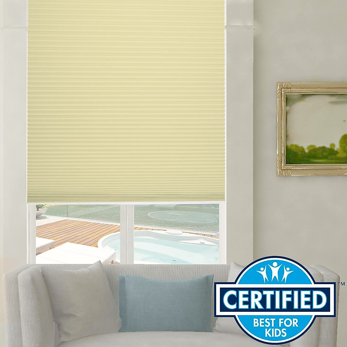 Persilux Custom Size Cellular Shades Cordless 100% Blackout Roller Shades Honeycomb Blinds Waterproof UV Protection Roller Window Shades for Home, Bedroom and Kitchen Door Cream