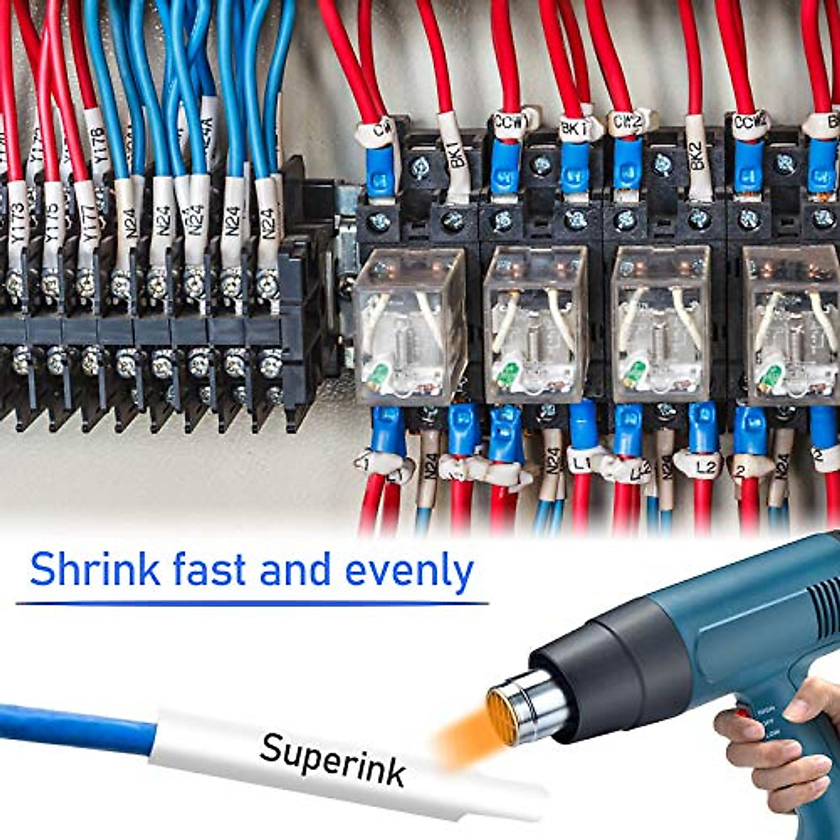 USUPERINK 10PK Compatible for Brother HSe-241 HSe241 HS-241 HS241 Black on White Heat Shrink Tube Label Tape use in PT-D400 PT-D600 PT-E300 PT-E500 PT-P750WVP Printer (0.69''x 4.92ft, 17.7mm x 1.5m)