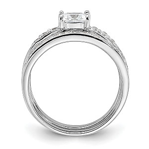 IceCarats 925 Sterling Silver Cubic Zirconia CZ 3 Piece Wedding Set Band Engagement Ring Size 6