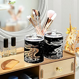 Blueangle 2 Pack Mermaid Octopus Qtip Holder Dispenser for Cotton Ball, Cotton Swab - Plastic Apothecary Jar Set for Bathroom Canister Storage Organization（1151）