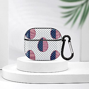 Headphone Case Compatible with AirPods 3 Case, American Flag Easter Egg Soft Plastic Skin Case Cover Shockproof Protective Case with Keychain, Front LED Visible