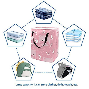 Cute Pig Print Collapsible Laundry Hamper, 60L Waterproof Laundry Baskets Washing Bin Clothes Toys Storage for Dorm Bathroom Bedroom