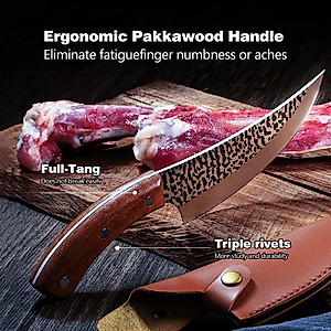 FONGSING Viking Knife cuchillos para carniceria Chef knife Butcher Knife Forged Boning Knives pocket knife husk knife hunting knife Camping knife is suitable for meat cutting BBQ Family Gathering