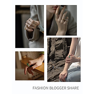 S.Leaf Sterling Silver Petite Pinky Ring Dome Agate Chunky Rings Puffy Gold Rings for Women Stackable Rings for Women(white, 7)