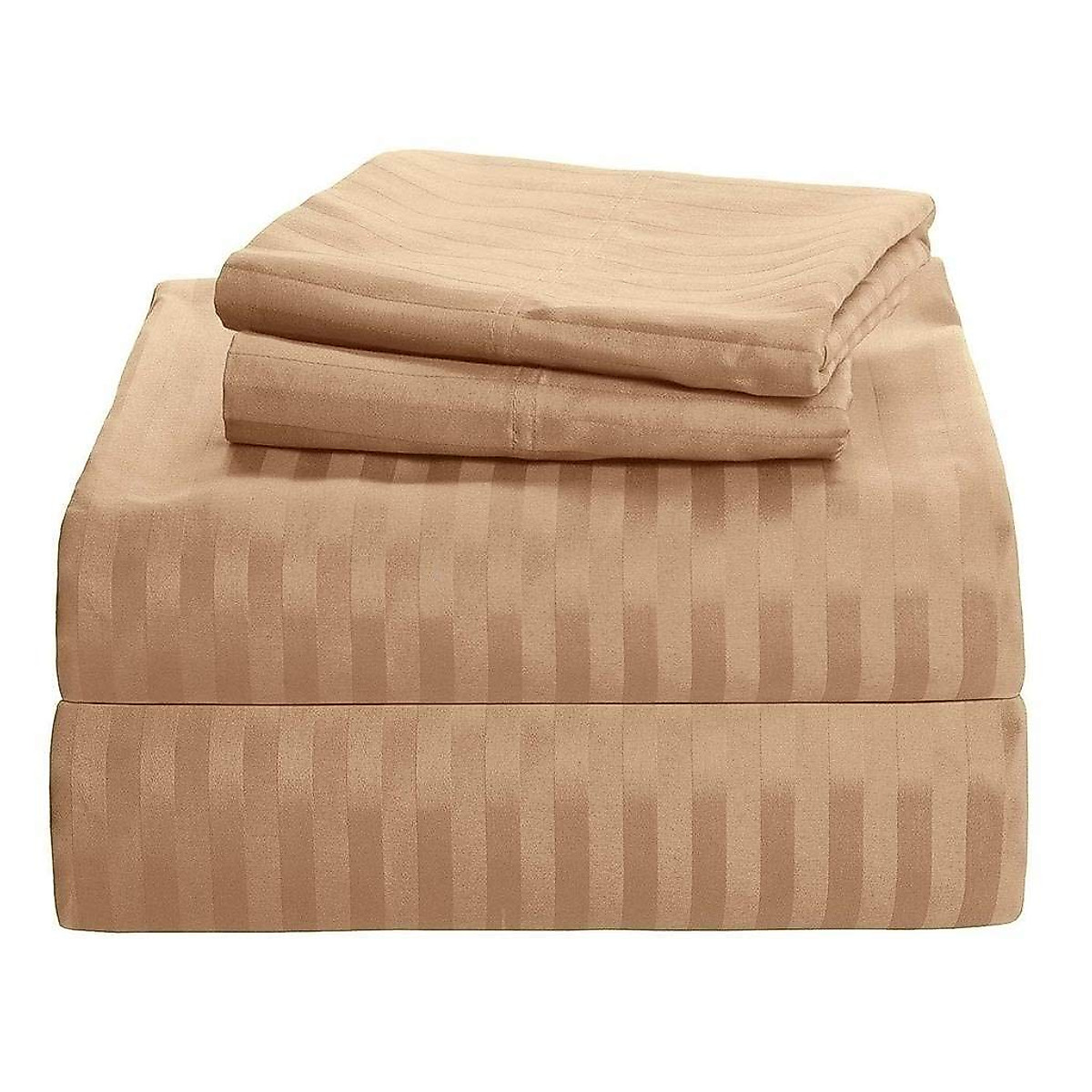 White House Linen Luxury Hotel Sheet 600 Thread Count 100% Egyptian Cotton Sheet Set Rv King (72" X 80") Beige Stripe Fit Mattress Upto (10-12) Inch Deep Soft and luxuorious