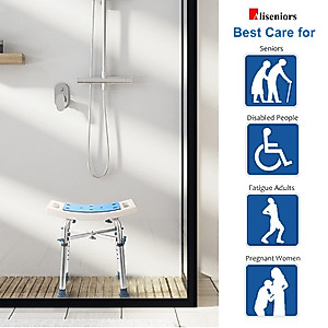 Aliseniors Shower Chair for Inside Shower - Nonslip Bath Shower Stool with Padded Seat Holes for Tub and Bathroom - Comfortable Bathing Bench for Elderly, Senior or Disabled and Handicap
