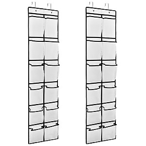 GOMAJI 2PK 12 Large Pockets Over Door Hanging Shoe Organizer