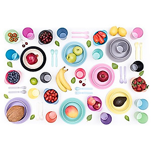 bobo&boo Bamboo Kids Divided Bento Plate, Sectioned Toddler Plate, Children’s Compartment Plates, 5 Portioned Sections, Mix and Match, Dolphin Blue