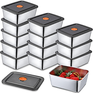 Layhit 10 Set 304 Stainless Steel Food Containers with Lids 20 oz Metal Marinating Snack Containers Box for Lunch, Leftovers, Dishwasher & Freezer Safe