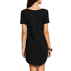 Haola Women's Summer Short Sleee Slim Fit Shirts Mini Dresses Juniors Dress Top S Black