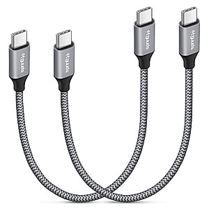 etguuds USB C to USB C Cable 1ft, 2-Pack 60W USBC to USBC Cord, Type C to C Charger Cable Fast Charging for iPhone 16 15 Pro Max Plus, for Samsung Galaxy S24 S23 S22, for MacBook/iPad, Pixel