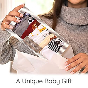 ZIRI & ZANE Baby Socks Gift Set - Newborn Baby Gifts for Boys & Girls - 7 Unique Pairs - Cute & Funny Gender Neutral Gift for Baby Shower & Unisex Registry Idea - Gender Reveal Gifts - Newborn Gifts