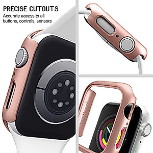 Mugust 4 Pack Compatible for Apple Watch Case 40mm [NO Screen Protector] Series 6 5 4 SE, Hard PC Bumper Case Protective Cover Frame Compatible for iWatch 40mm, Black/Rose Gold/Silver/Clear