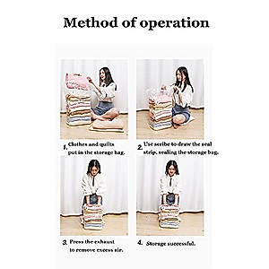 Revolutionary Plastic Space Saver Vacuum Storage Bag for Clothes,No Need Pump Vacuum Seal Bags for Clothing,Reusable Compression Vaccummpacking Bags for Storage,Small,4PCS, 27.5”×19.7”