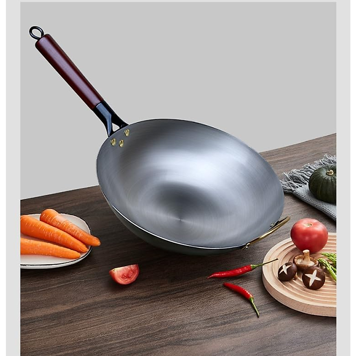 VONOTO Carbon Steel Wok Pan, Wok Pan with Handle, Traditional Woks (16 inch)