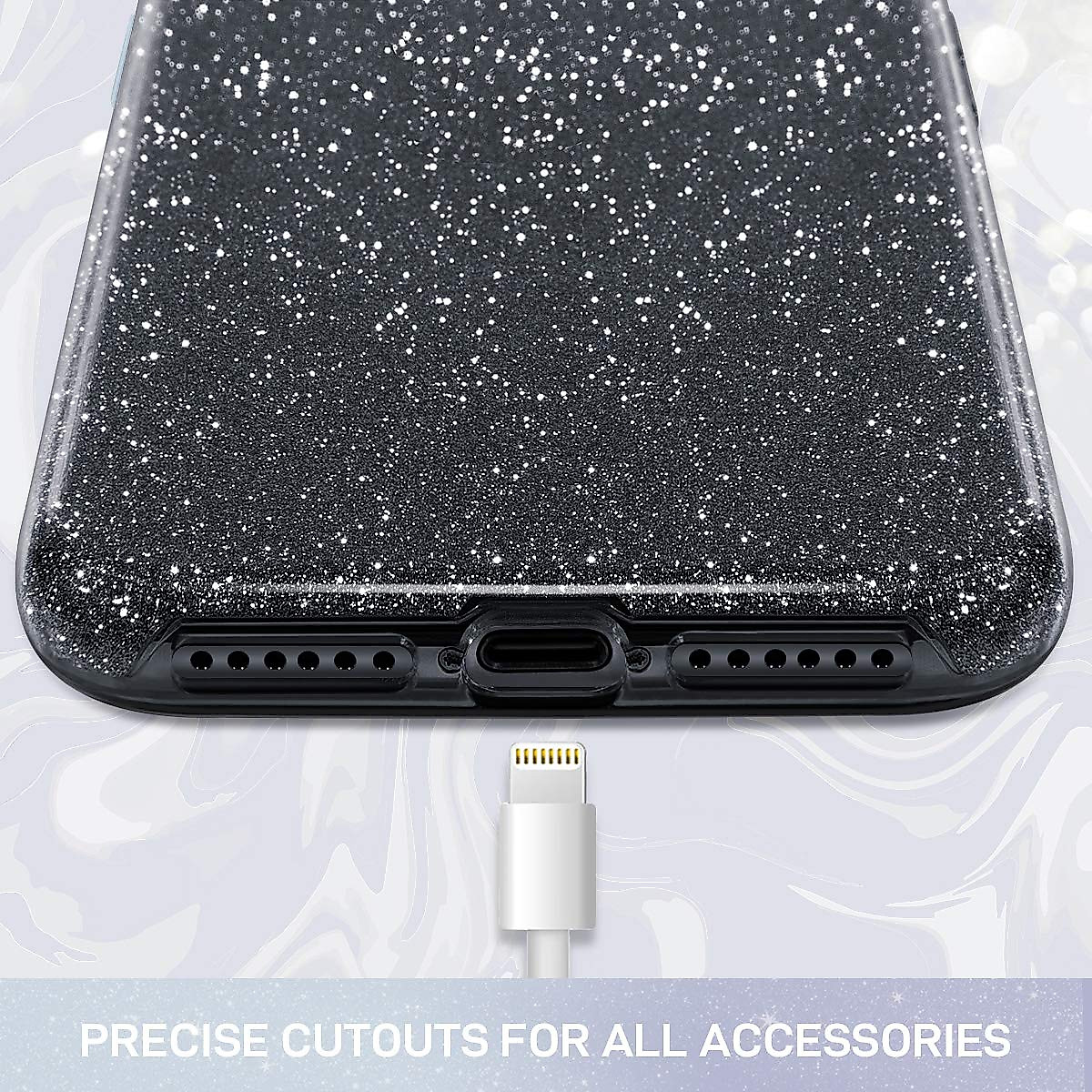 MILPROX Case Compatible for iPhone 11, Bling Sparkly Glitter Luxury Shiny Sparker Shell, Protective 3 Layer Hybrid Anti-Slick Slim Soft Cover for iPhone 11 6.1 inch (2019)-Black