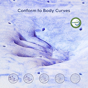 ELEMUSE 4 Inch Ventilated Design Memory Foam Queen Mattress Topper,Cooling Gel Infused Swirl Foam Pad for Pressure Relief Back Pain,Bed Topper for Body Support, CertiPUR-US Certified